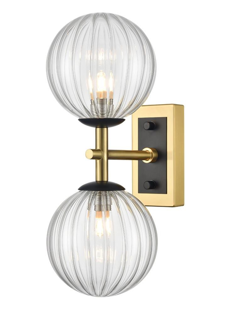Charleston Matt Black and Aged Brass with Clear Ribbed Diffuser IP44 ...