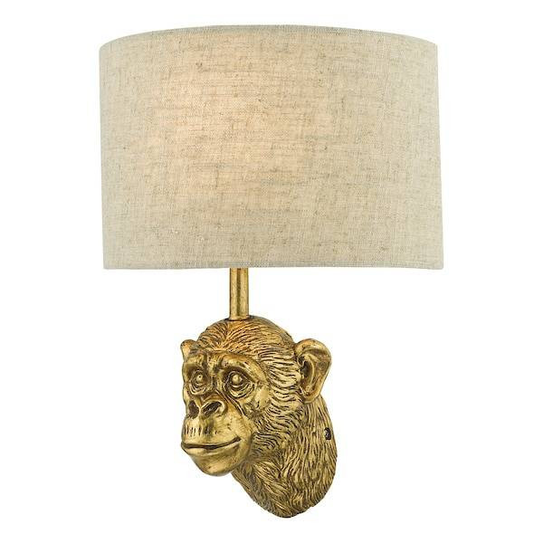 Abby Gold Zebra, Natural Linen Shade Wall Light