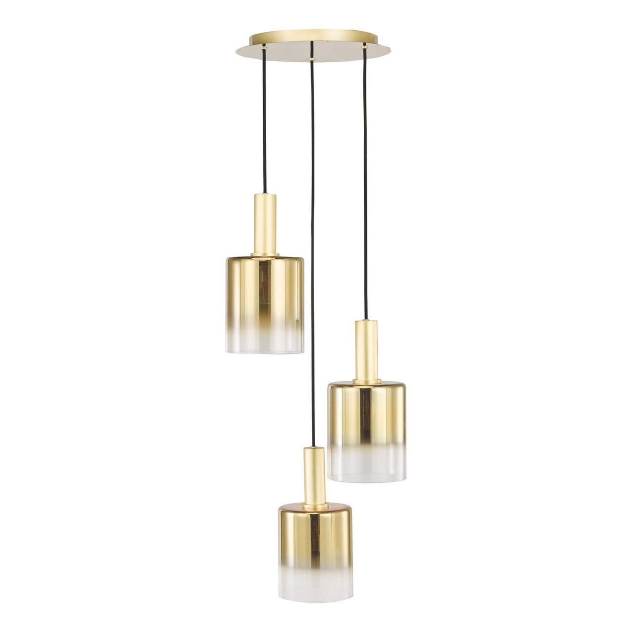 Savannah 3 Light Satin Gold and Gold Ombre Diffusers Cluster Pendant Light