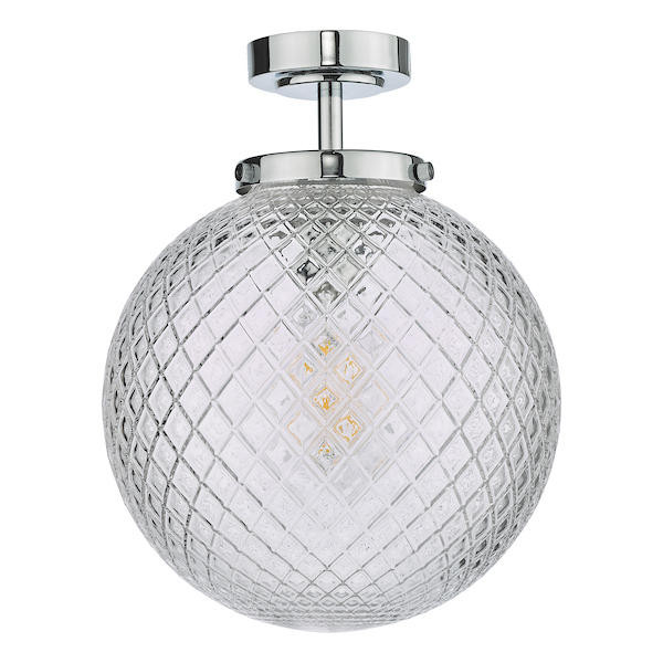 Wayne Polished Chrome and Glass IP44 Semi-Flush Ceiling Light