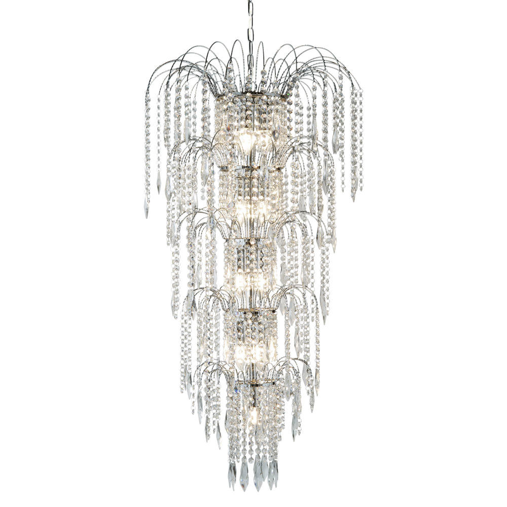 Waterfall 5 Light Gold Crystal Shower Chandelier