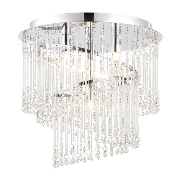 Facet 4 Light Gold with Clear Glass Flush Ceiling Light