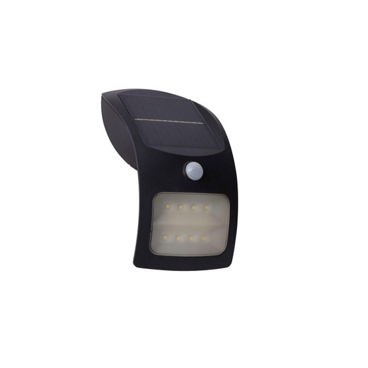 Solar Black with White Diffuser and PIR Rectangle IP44 Wall Light