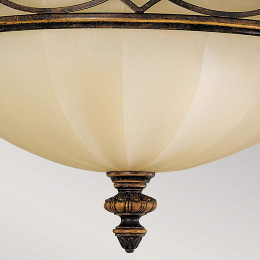 Drawing Room 3 Light Walnut Flush Ceiling Light