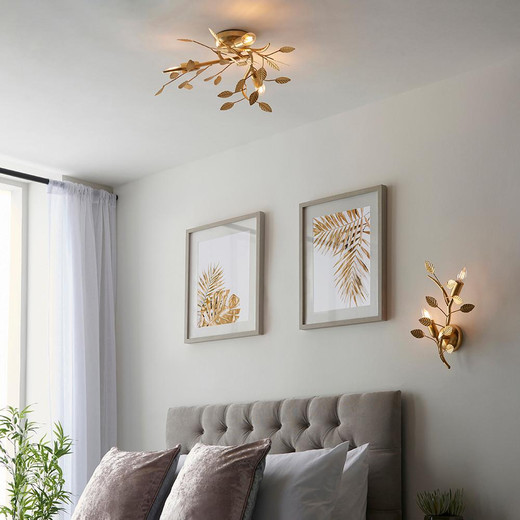 Linette 2 Light Gold Leaf Wall Light