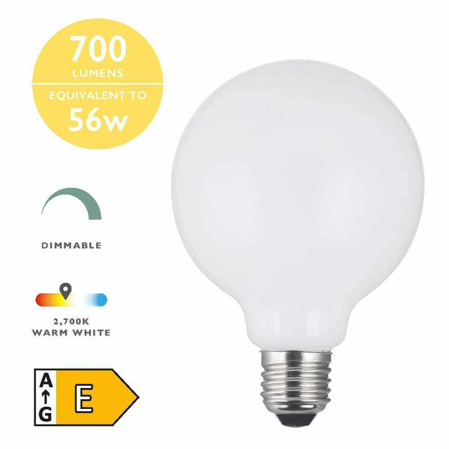 9.6w E27 2700k (Warm White) Opal Classic 10 Pack