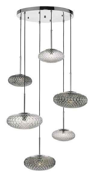 Mira 6 Light Polished Chrome Cluster Pendant Light