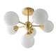 Oscar 6 Light Brushed Brass and Opal Glass Semi-Flush Ceiling Light