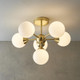 Oscar 6 Light Brushed Brass and Opal Glass Semi-Flush Ceiling Light