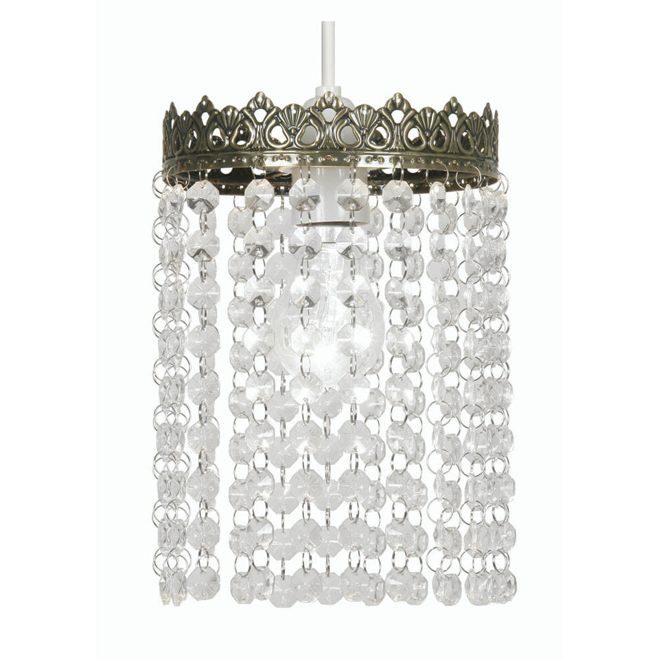 Ekon Antique Brass with Beaded Glass 30cm Easy Fit Pendant Light
