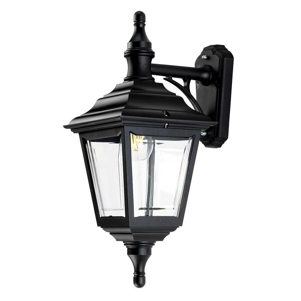 Holford Black with Glass IP44 Wall Light