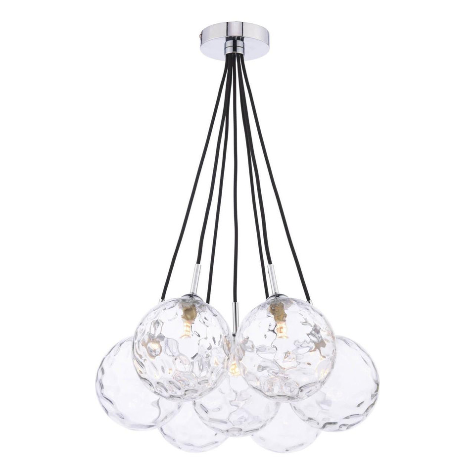 Elpis 7 Light Polished Chrome with Confetti Glass Diffuser Cluster ...