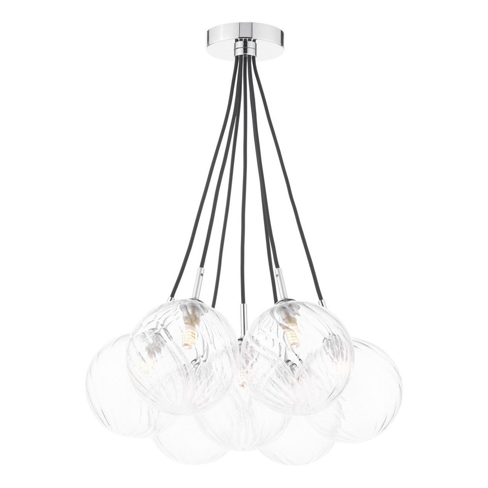 Elpis 7 Light Polished Chrome with Confetti Glass Diffuser Cluster ...