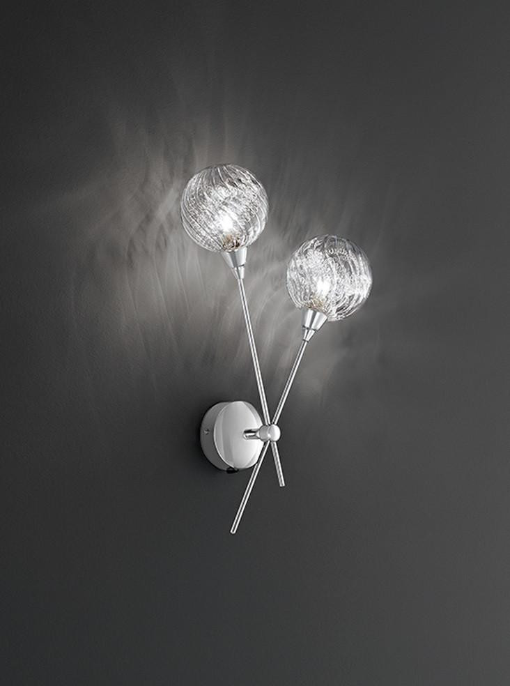 Protea 15 Light Chrome with Clear Glass Spheres Flush Ceiling Light