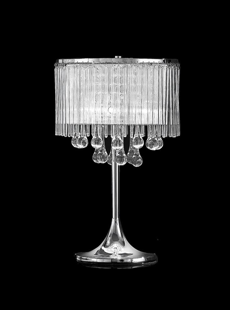 Nebula 3 Light Chrome With Crystal Table Lamp