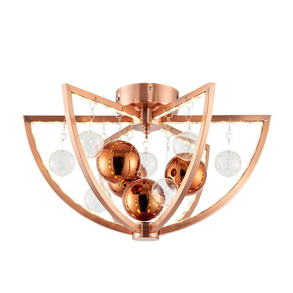 Mack Copper with Clear Glass Flush Ceiling Light