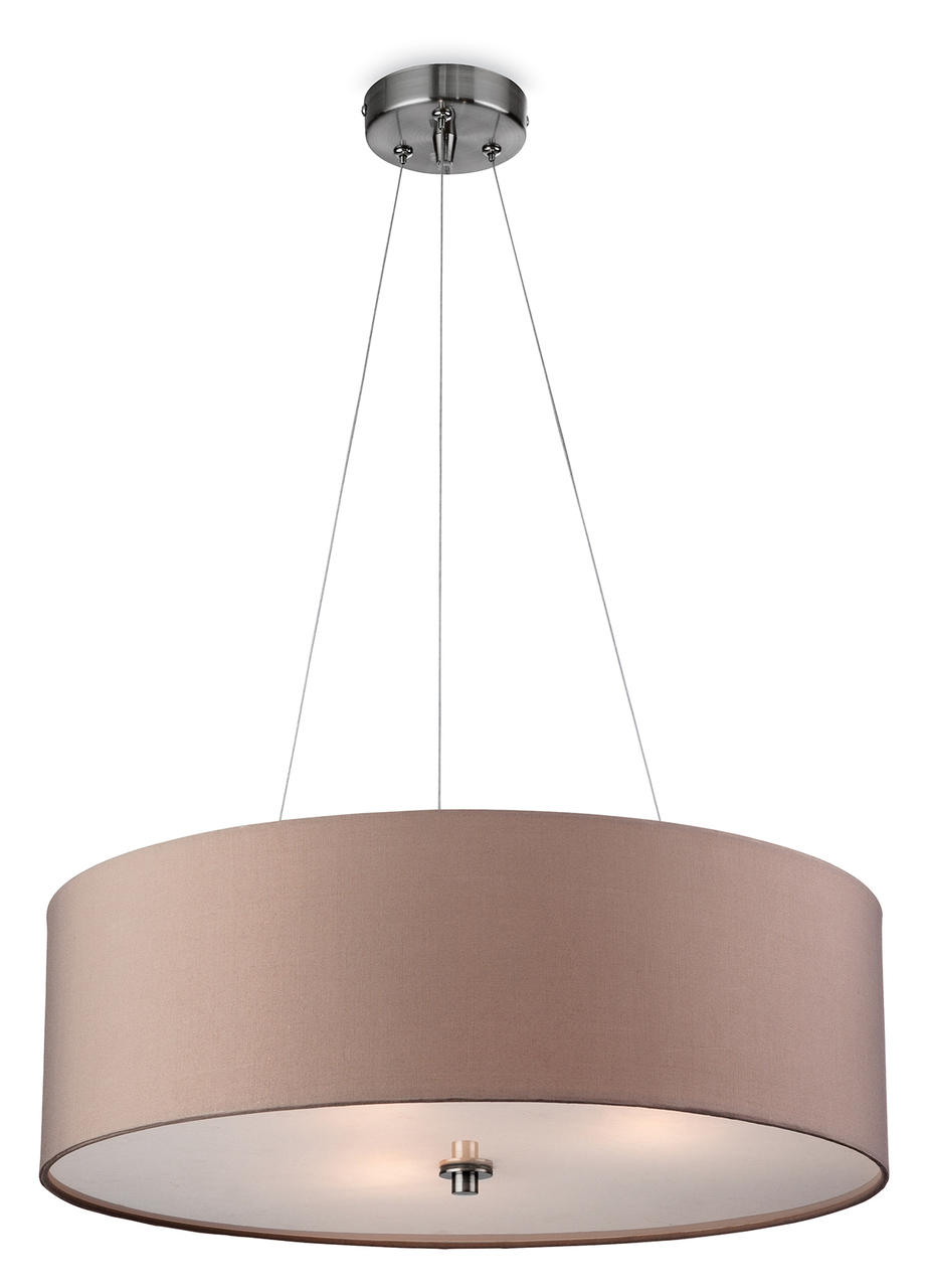 Phoenix Taupe Polycotton and Frosted Diffuser Pendant Light