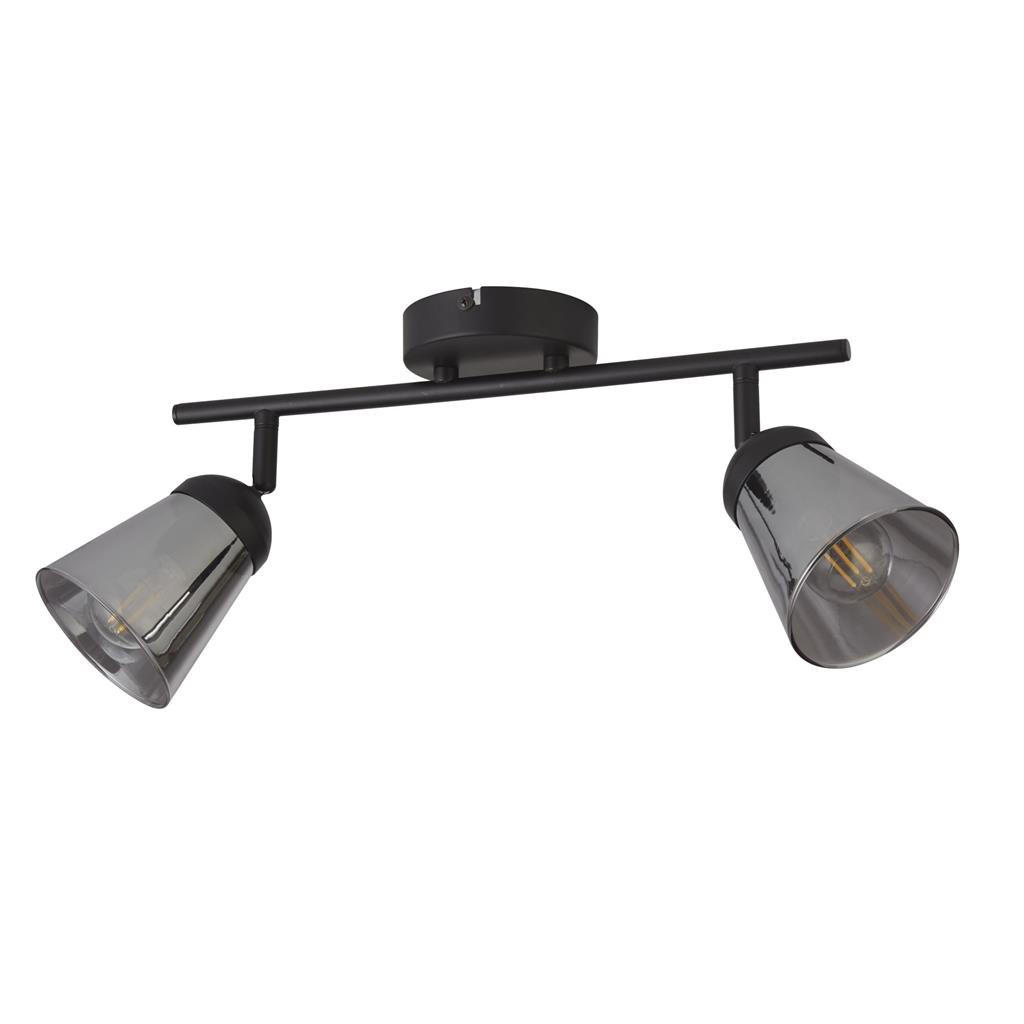 Mega 2 Light Black with Adjustable Smoked Glass Ceiling Spotlight