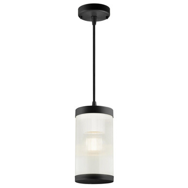 Coupar Black with Cylindrical Diffuser IP54 Pendant Light