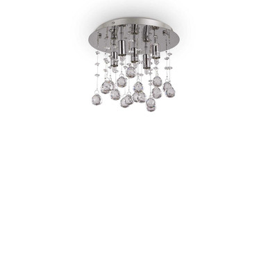 Moonlight PL5 5 Light Chrome and Crystal Flush Ceiling Light