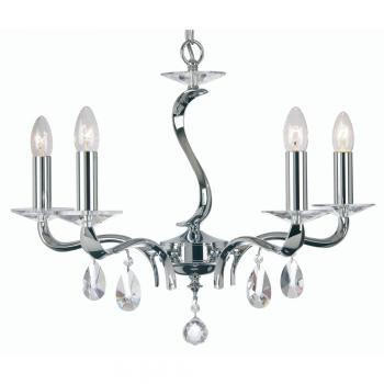 Cobra 5 Light Polished Chrome 58cm Chandelier Pendant Light