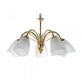 Turin 5 Light Polished Brass with Opal Glass Dual Mount Pendant Light