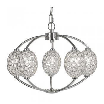 Floss 5 Light Chrome with Crystals Pendant Light