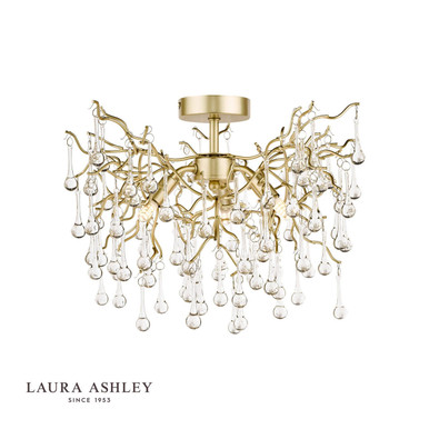Willow 3 Light Champagne & Crystal Semi Flush Ceiling Light