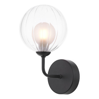 Feya Matt Black with Clear and Opal Glass Diffuser Wall Light