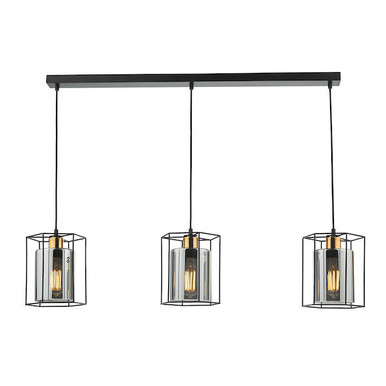 Tatum 3 Light Matt Black with Smoked Glass Diffuser Bar Pendant Light
