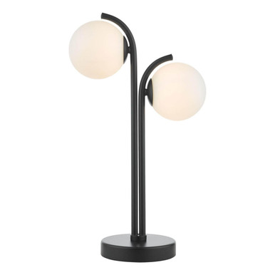 Orlena 2 Light Matt Black with Opal Glass Diffuser Table Lamp