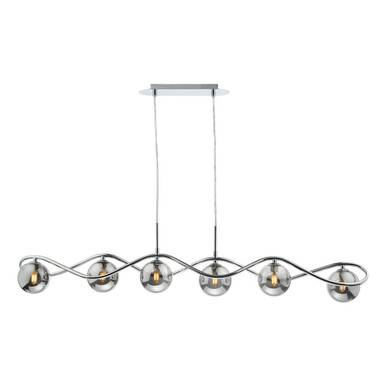 Lysandra 6 Light Polished Chrome with Smoked Glass Diffuser Bar Pendant ...