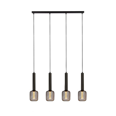 Dulwich 4 Light Black with Clear Diffuser Bar Pendant Light