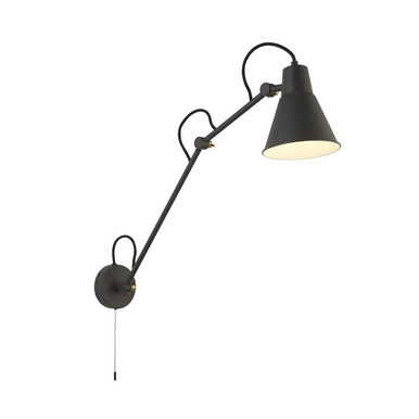 Swing Arm Grey Adjustable Wall Spotlight