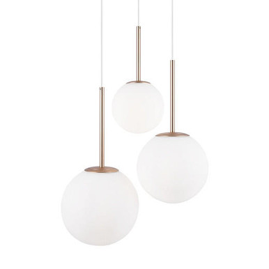 Basic Form 3 Light Gold with White Diffusers Cluster Pendant Light