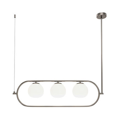 Erich 3 Light Nickel with White Diffusers Bar Pendant Light