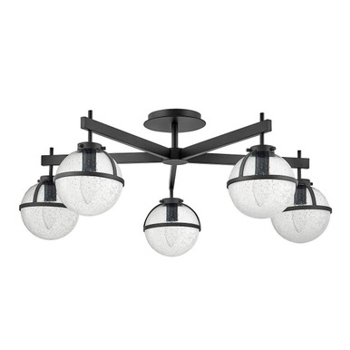 Hollis 5 Light Black with Clear Diffuser Semi Flush Ceiling Light