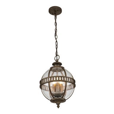 Halleron 3 Light Burnished Bronze IP44 Pendant Light