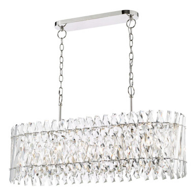 Entwine 10 Light Polished Nickel and Crystal Diffuser Bar Pendant Light