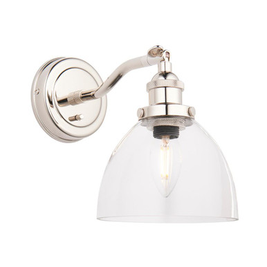 Hansen Bright Nickel with Clear Shade Adjustable Wall Light