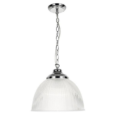 Edna Polished Chrome and Ribbed Glass Pendant Light - Clearance
