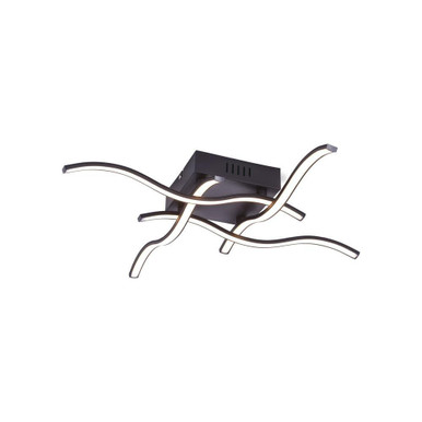WAVE 4 Light Black Square Flush Ceiling Light