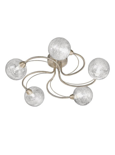 Gyro 5 Light Bronze with Clear Glass Spheres Flush Ceiling Light