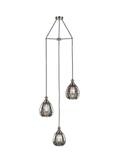 Refract 3 Light Satin Nickel Plate with Smoked Glasses 18cm Cluster ...