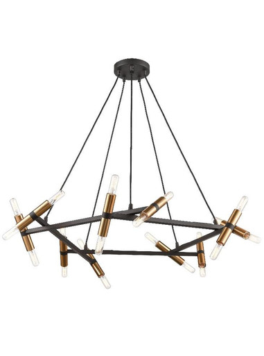 Anglit 20 Light Black with Gold Bar Pendant Light
