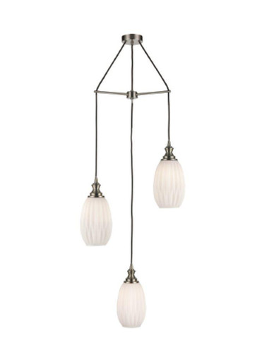 Refract 3 Light Satin Nickel Plate with Matt White Glasses 15cm Cluster ...