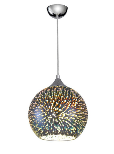 Vision Chrome with Silver 3D Holographic Shade 25cm Pendant Light