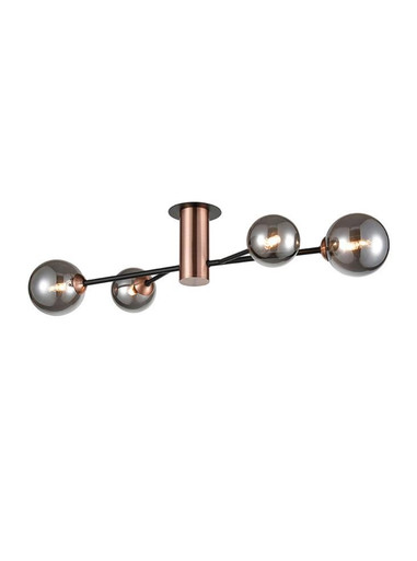 Solstice 4 Light Matt Black and Bronze with Smoke Spheres Semi Flush ...