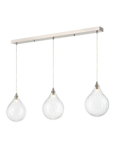 Perry 3 Light Satin Nickel with Clear Glass Diffusers Bar Pendant Light