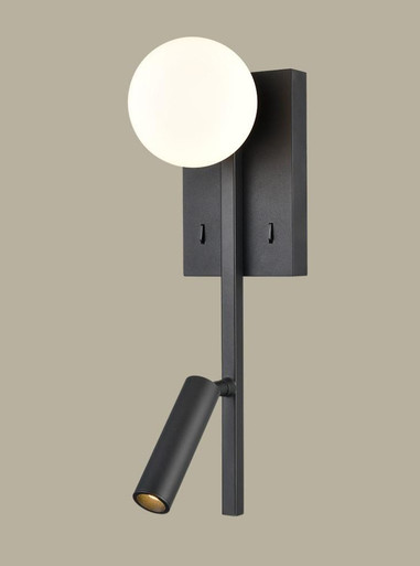 Luca LED 2 Light Matt Black with Opal Sphere Adjustable Reading LED ...